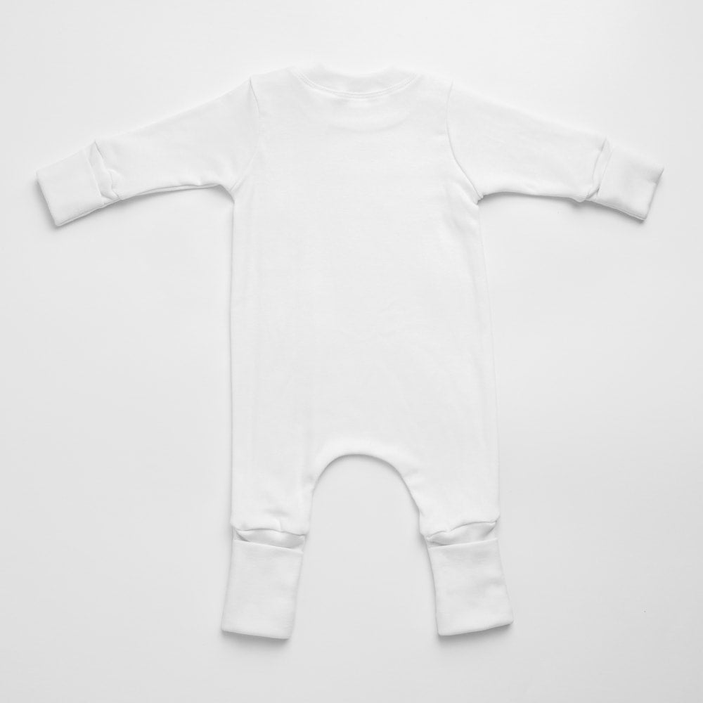 Pure organic cotton side zip sleepsuit, white – G'DAY BABY